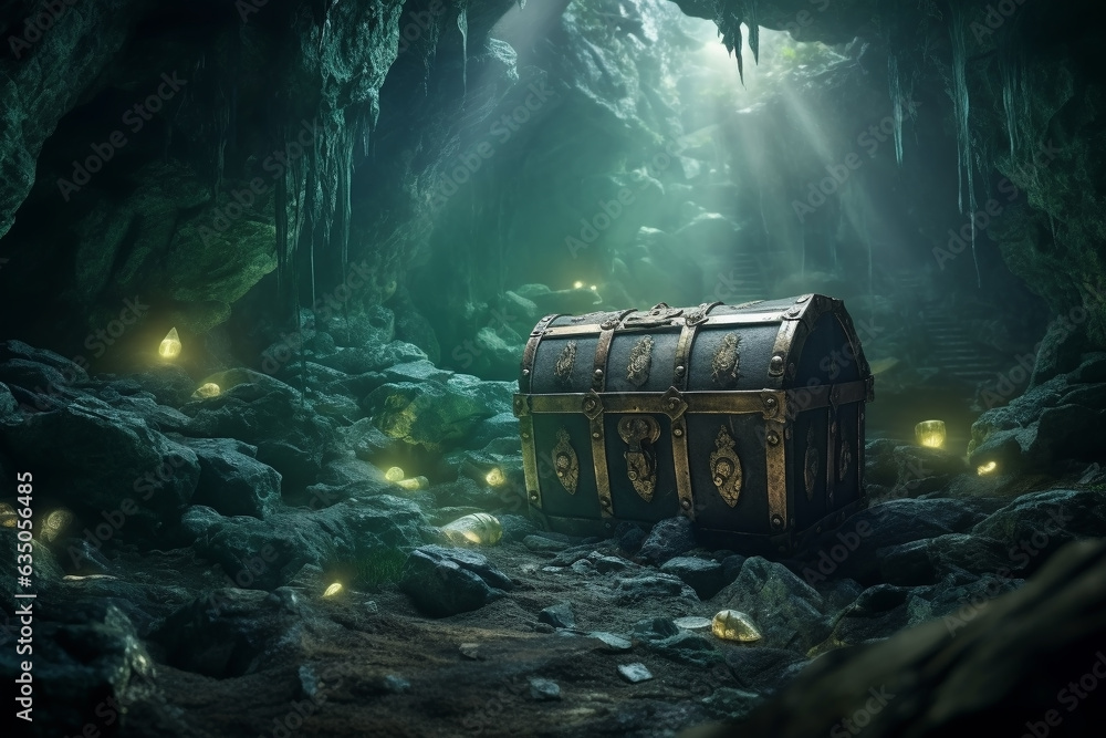 A pirate treasure chest hidden in a cave is a fascinating treasure that ...