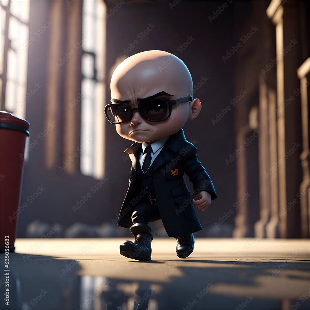 cartoon Agent 47 Hitman Ai art Stock Illustration | Adobe Stock