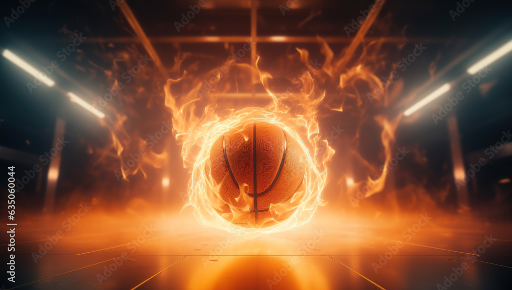 Foto de Basketball ball and light streaks. Dynamic sports symbolism ...
