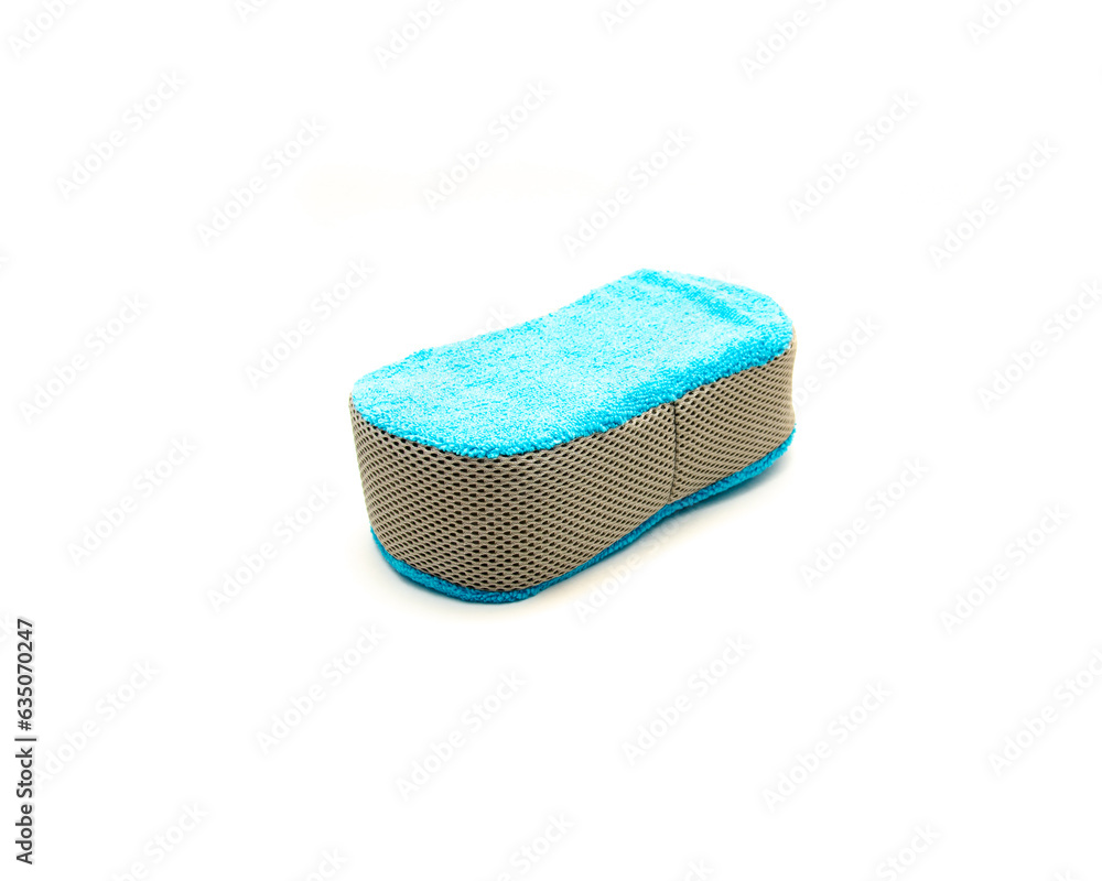 Top view blue microfiber sponge with bug mesh car cleaning foam with ...