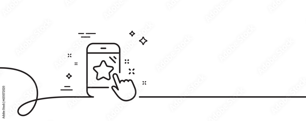 Star rating line icon. Continuous one line with curl. Feedback phone ...