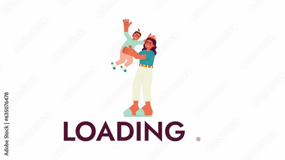 Mother throwing kid in air 2D loading animation. Single mom holding ...