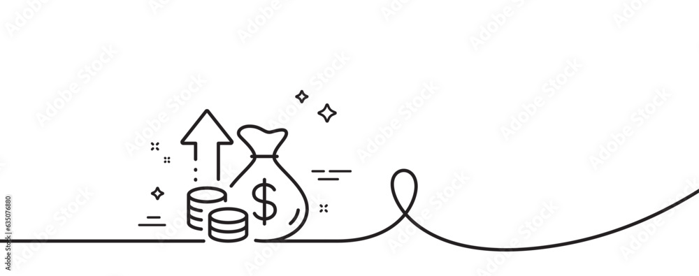 Inflation line icon. Continuous one line with curl. Growth or Increase ...