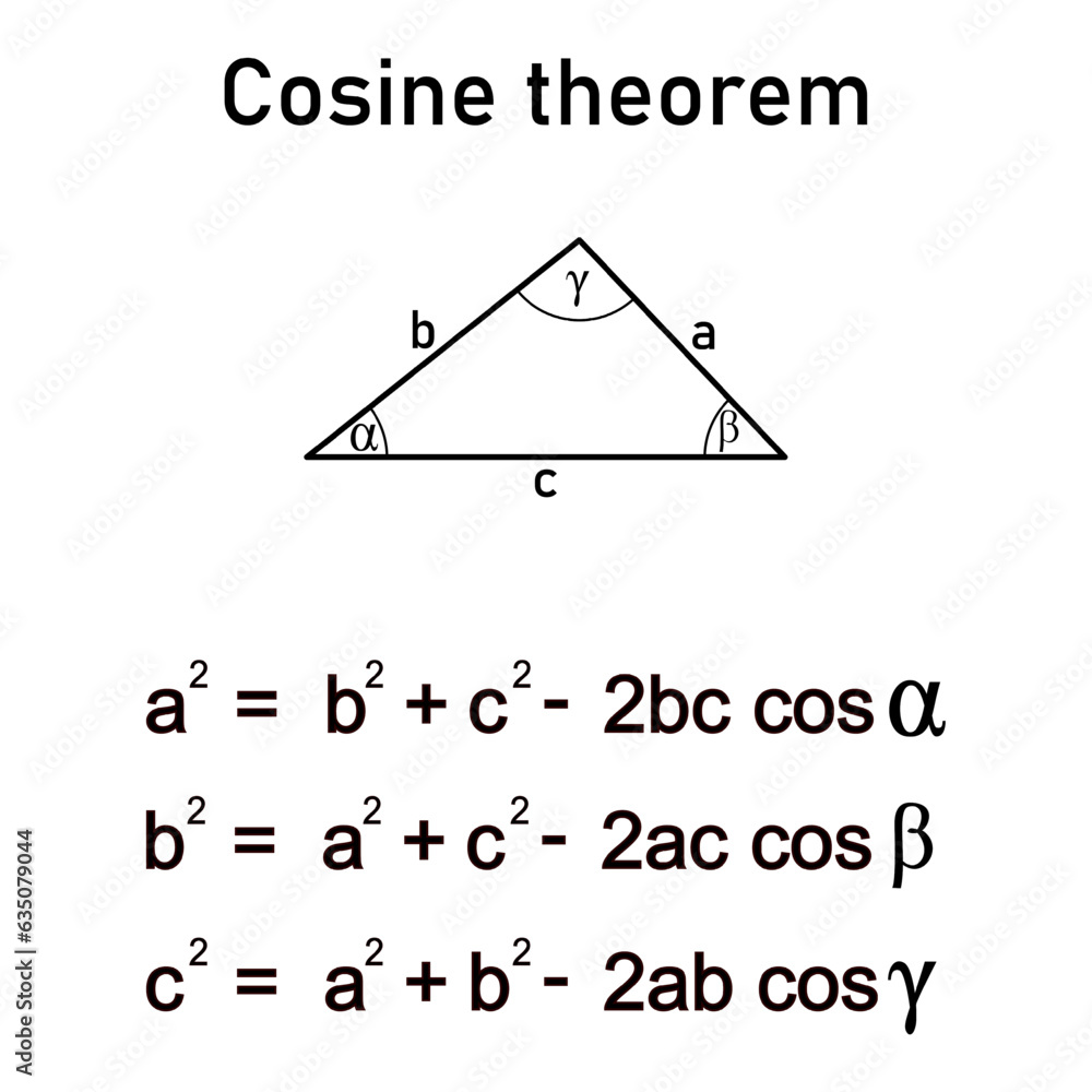 Trigonometry of a general triangle - the cosine theorem Stock Vector ...
