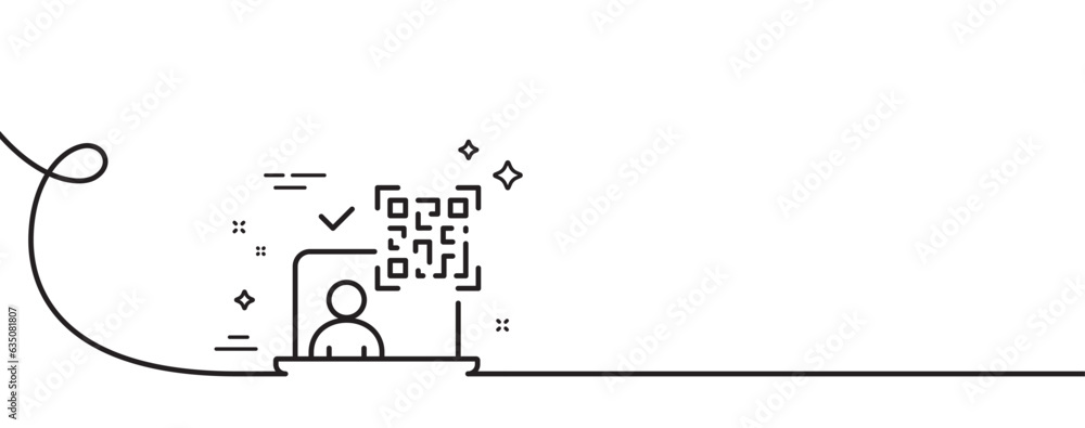 Qr code line icon. Continuous one line with curl. Scan barcode sign ...