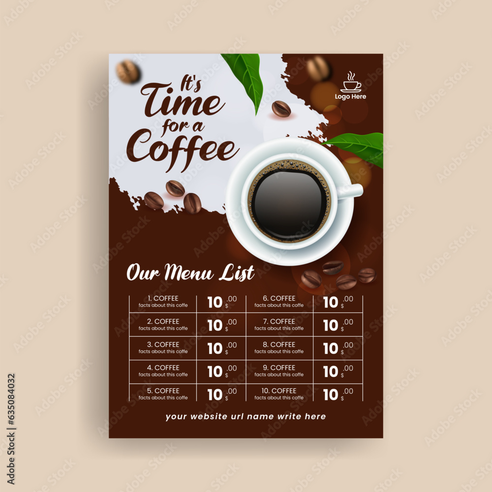 Vecteur Stock Coffee price menu and drink menu template Cafe restaurant ...
