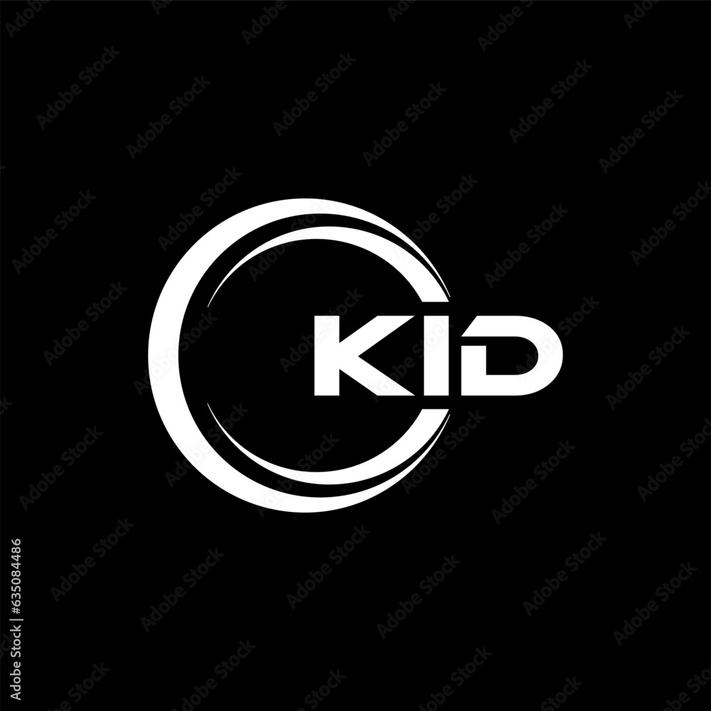 KID letter logo design with black background in illustrator, cube logo ...