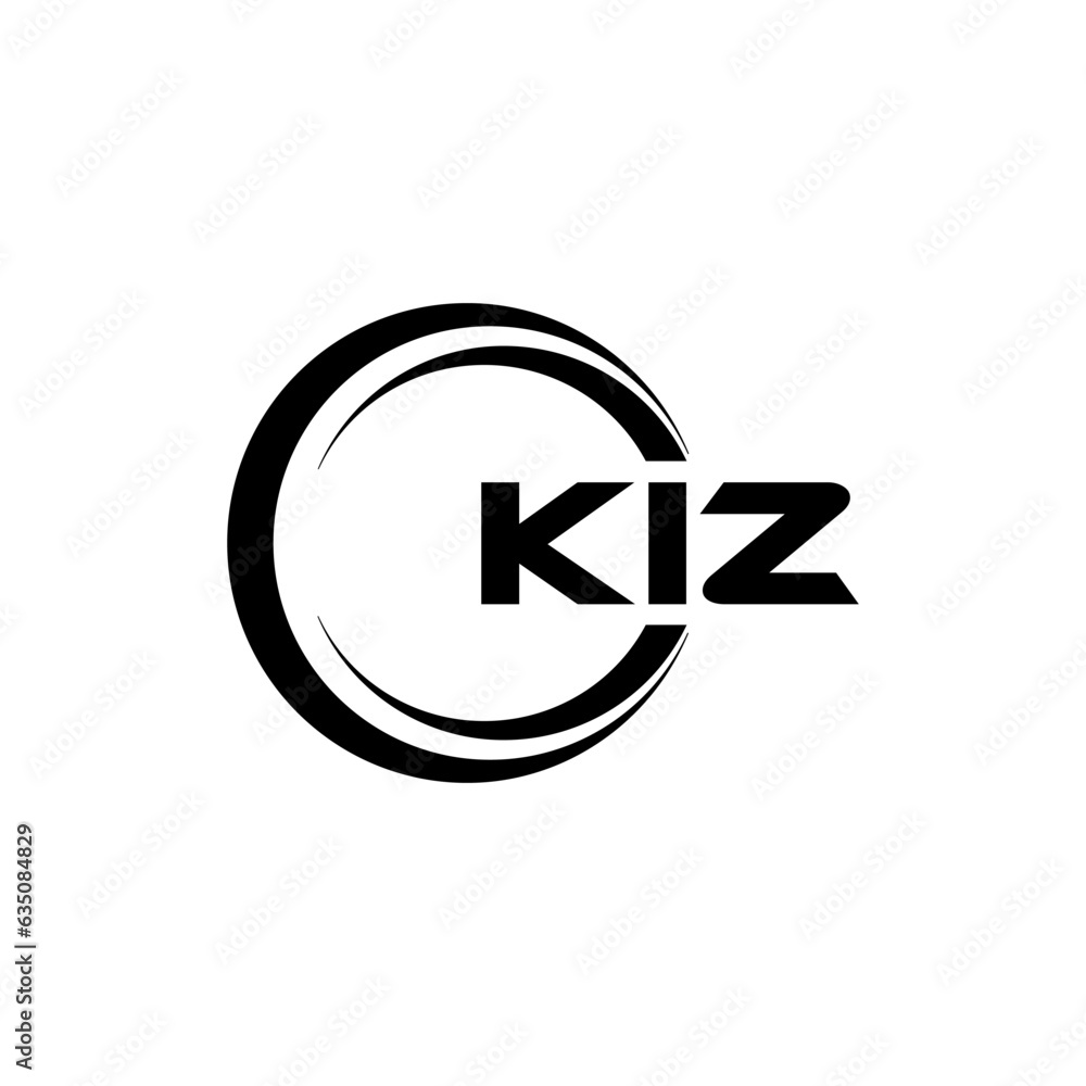 KIZ letter logo design with white background in illustrator, cube logo ...