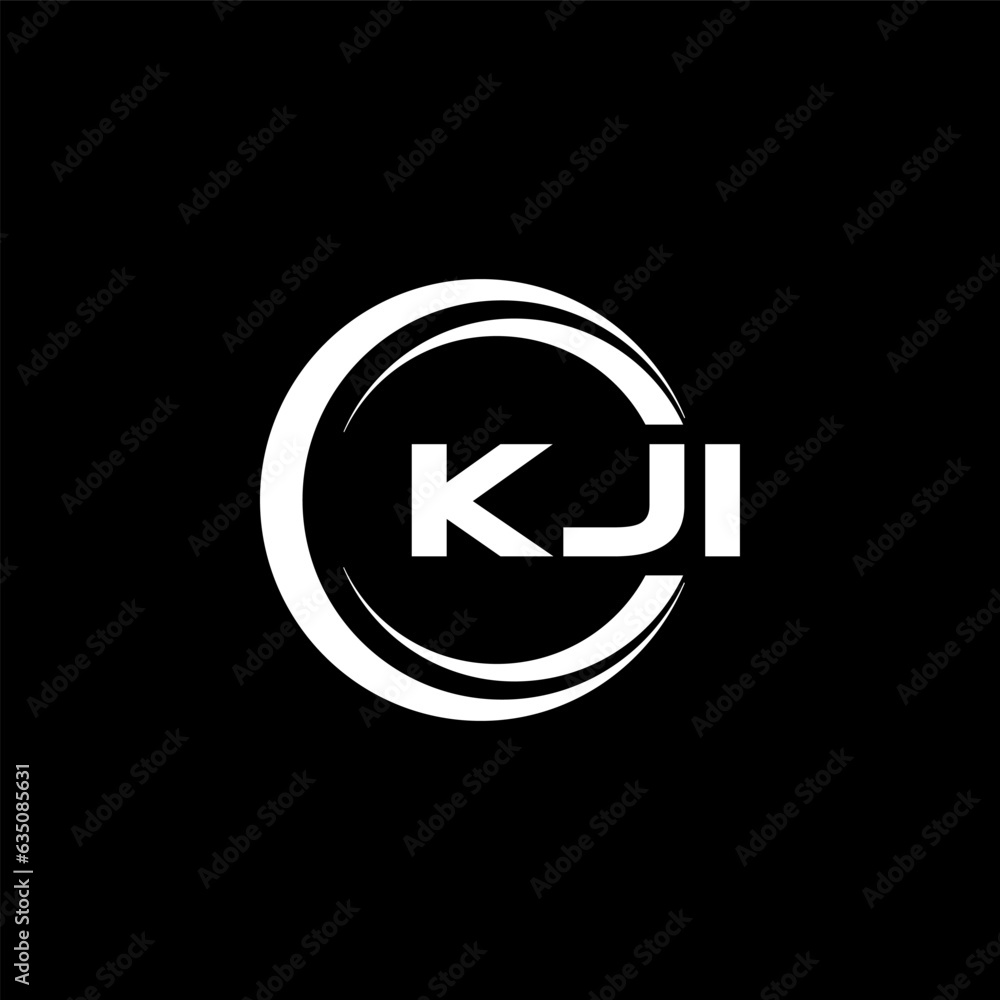 KJI letter logo design with black background in illustrator, cube logo ...