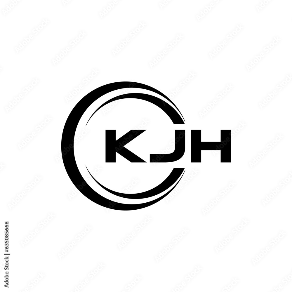 KJH letter logo design with white background in illustrator, cube logo ...
