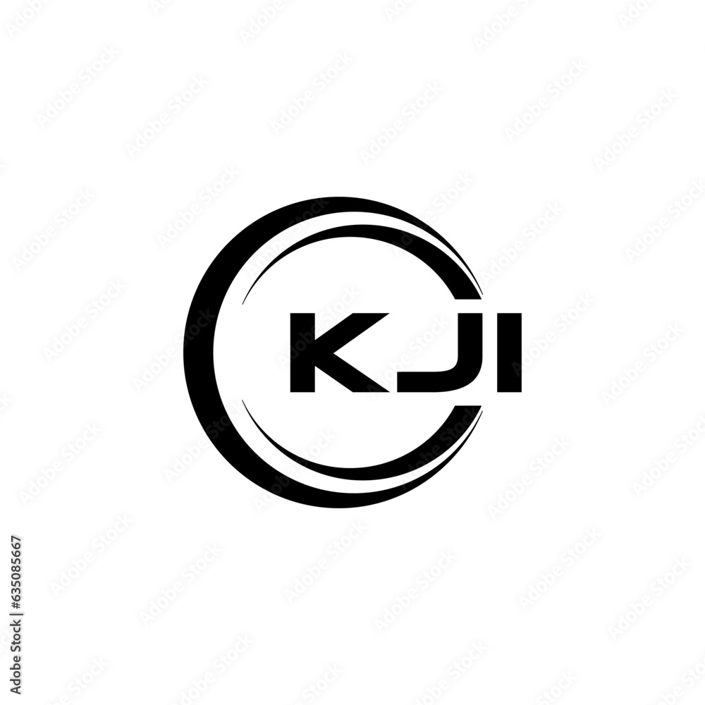 Kji Letter Logo Design With White Background In Illustrator Cube Logo