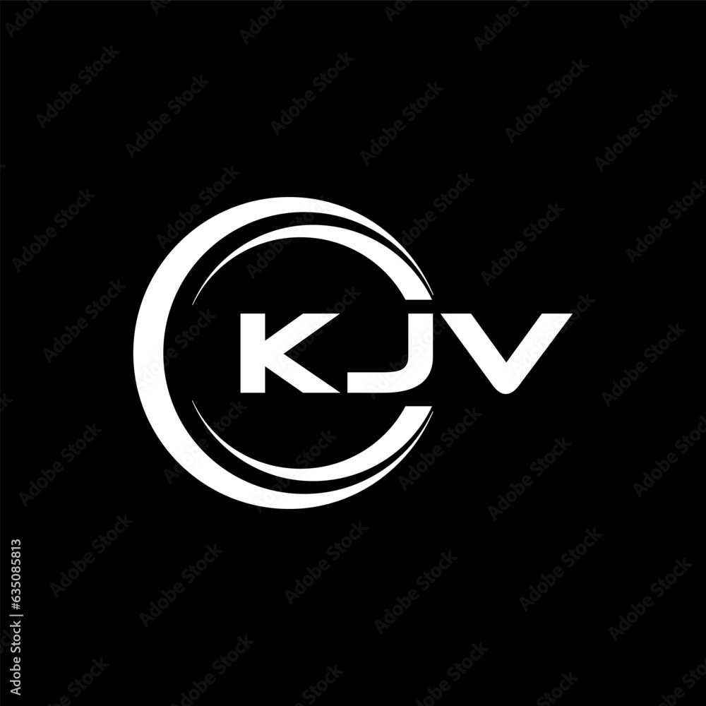 KJV letter logo design with black background in illustrator, cube logo ...