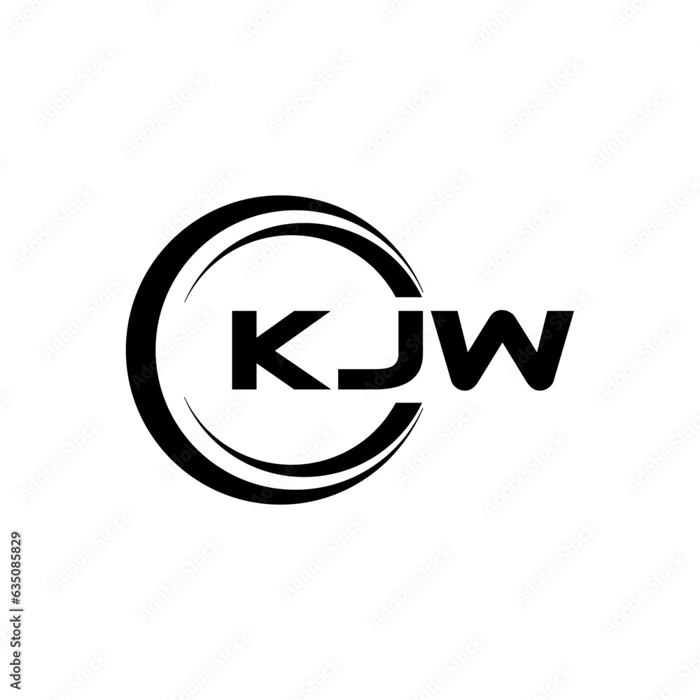 KJW letter logo design with white background in illustrator, cube logo ...