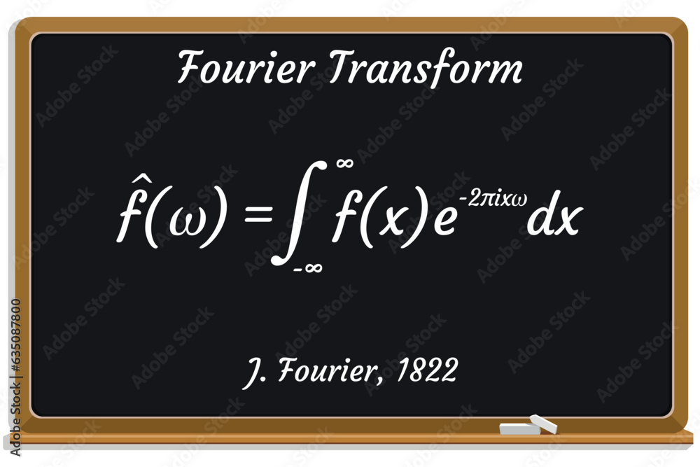 Fourier Transform on a black chalkboard.. Education. Science. Formula ...
