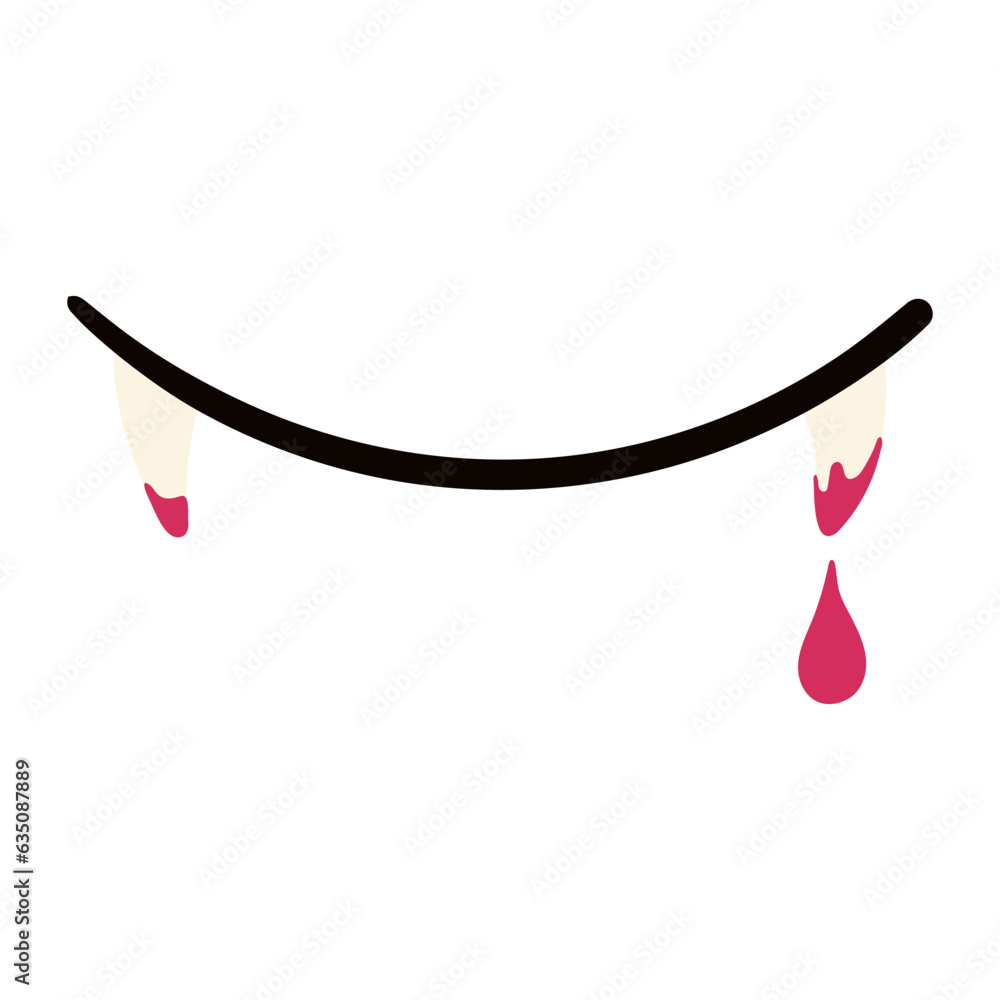 Vampire fangs dripping blood Halloween costume accessory hand drawn ...
