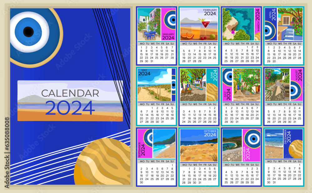 Calendar 2024 Colorful Monthly Calendar With Various Southern calendar-2024-colorful-monthly-calendar-with-various-southern
