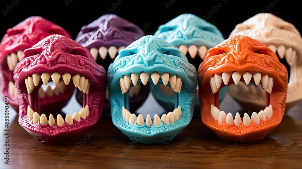 Unique and playful rubber baby toys shaped like whimsical monster teeth ...