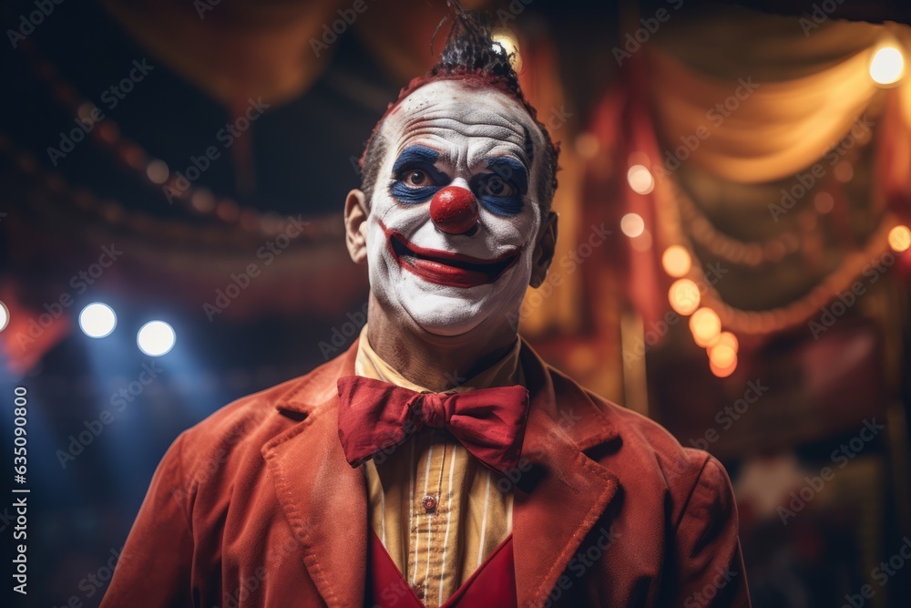 Scary creepy smiling clown circus jester joker villain carnival ...
