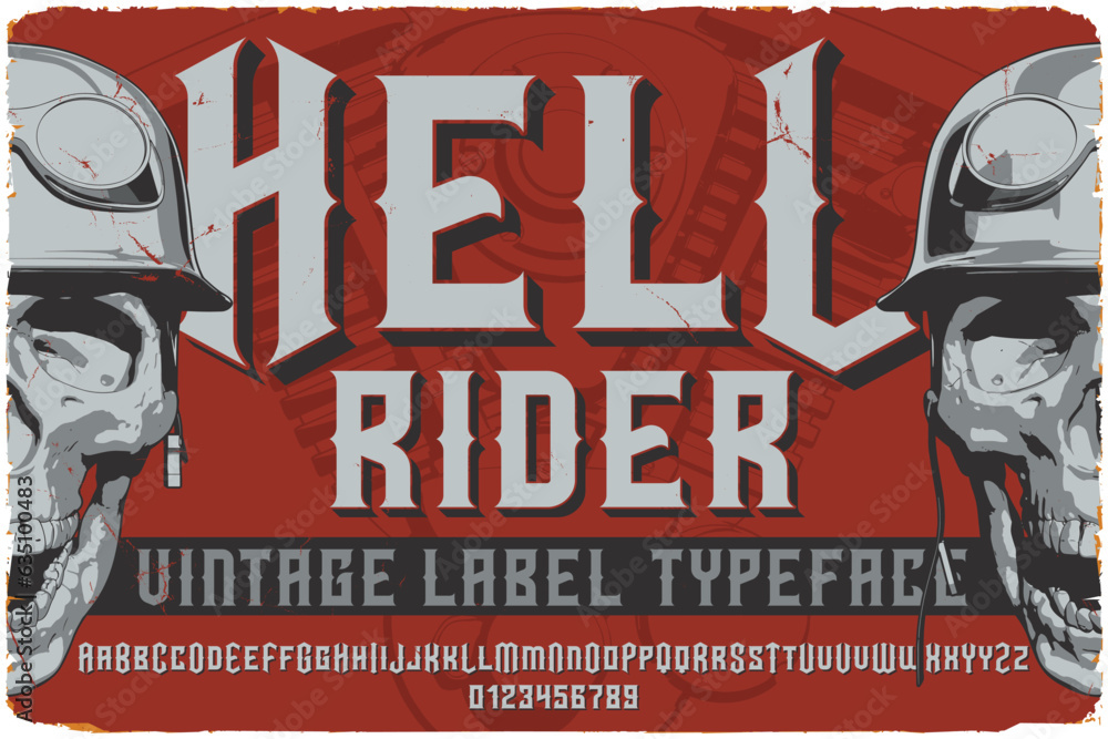 Vintage label font named Hell Rider. Original typeface for any your ...
