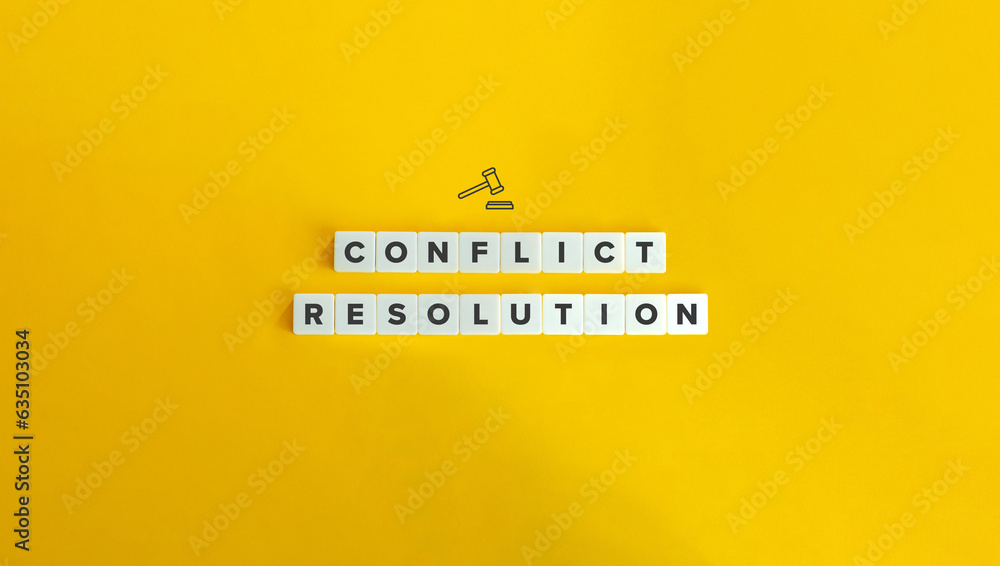 Conflict Resolution Banner. Letter Tiles on Yellow Background. Minimal ...