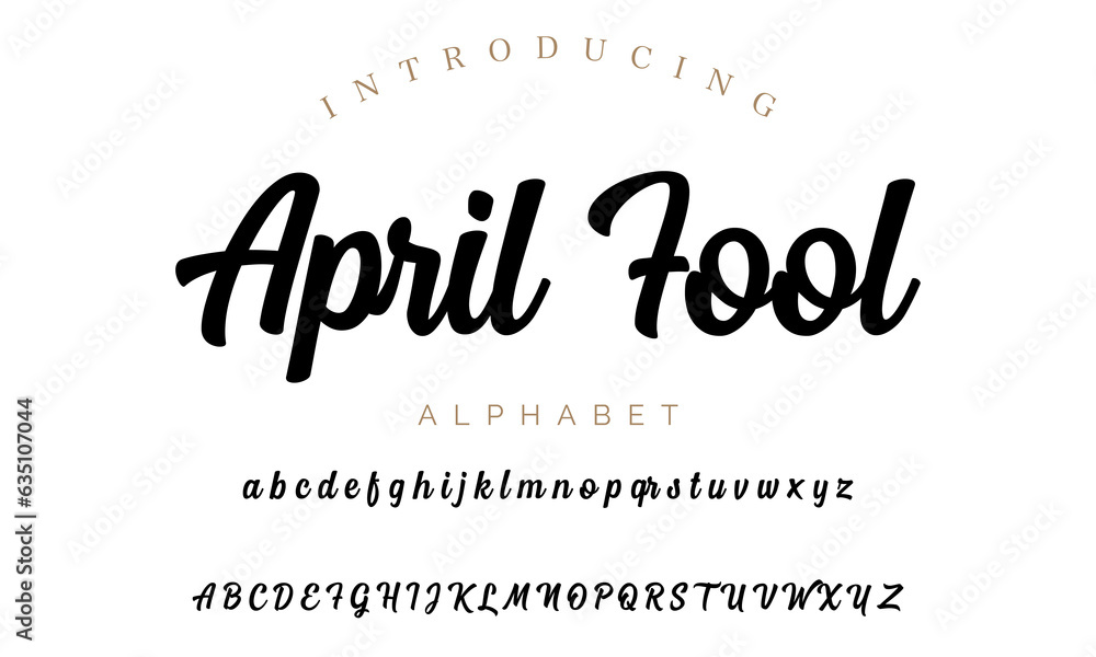 Vetor de April Fool hand lettered font Smooth beautiful brush script ...