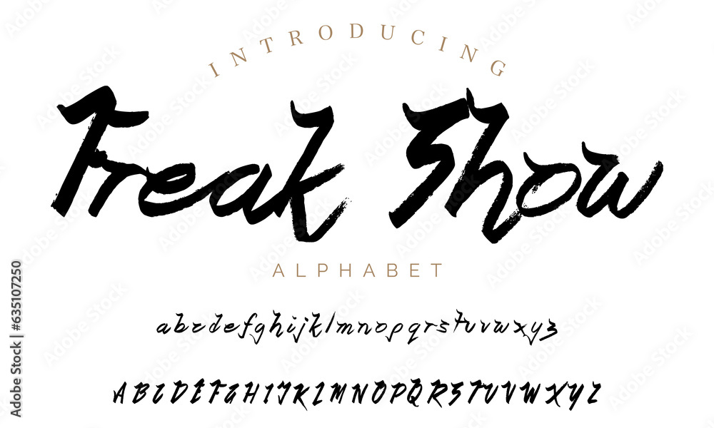 Freak Show hand lettered font Smooth beautiful brush script design ...