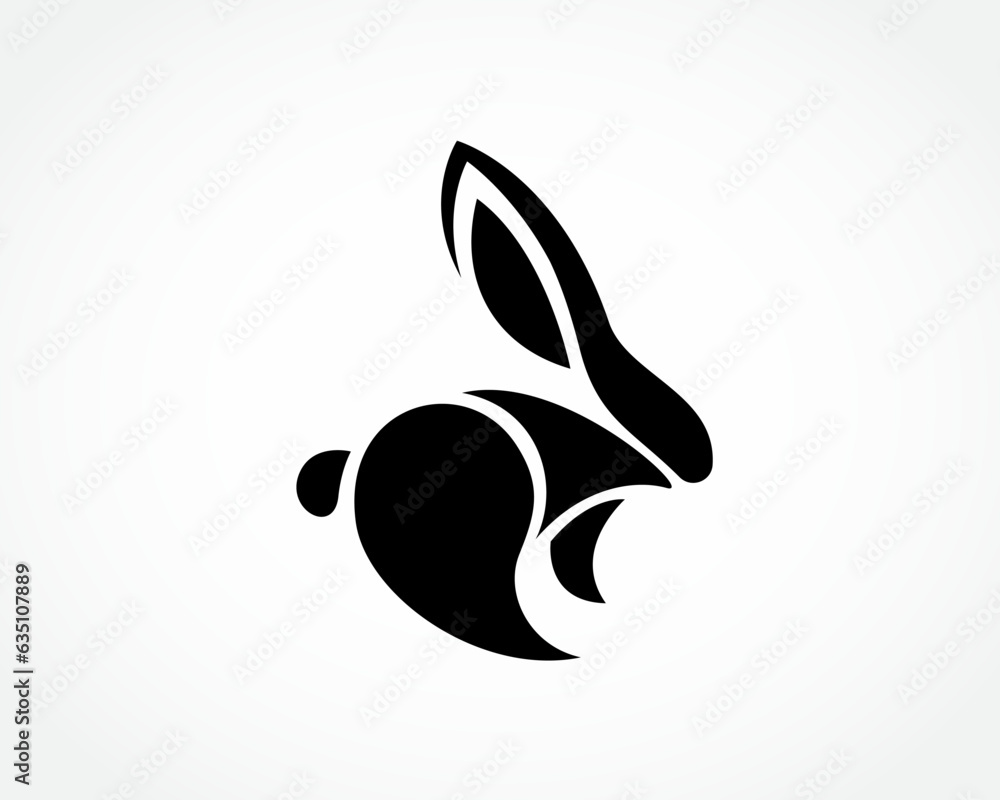 simple abstract art bunny rabbit logo design template illustration ...