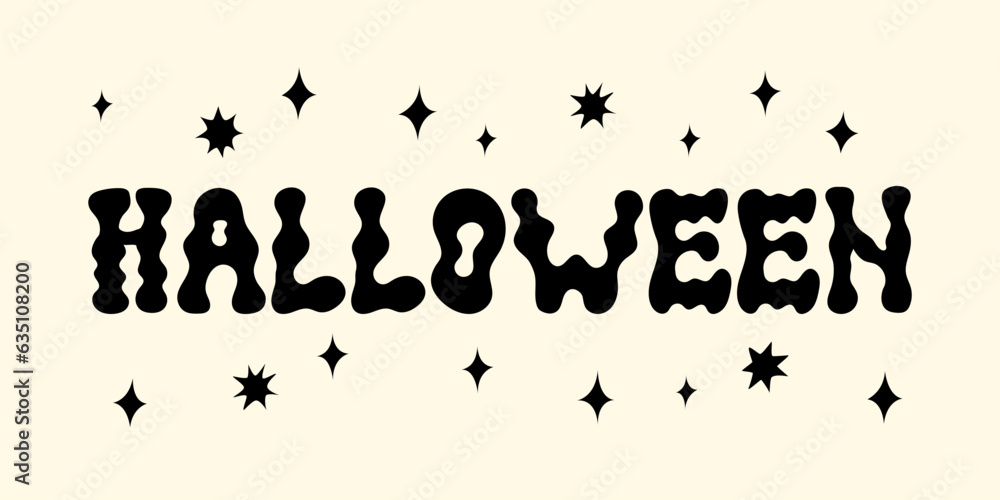 Halloween lettering word with stars and sparkles. Vector flat ...