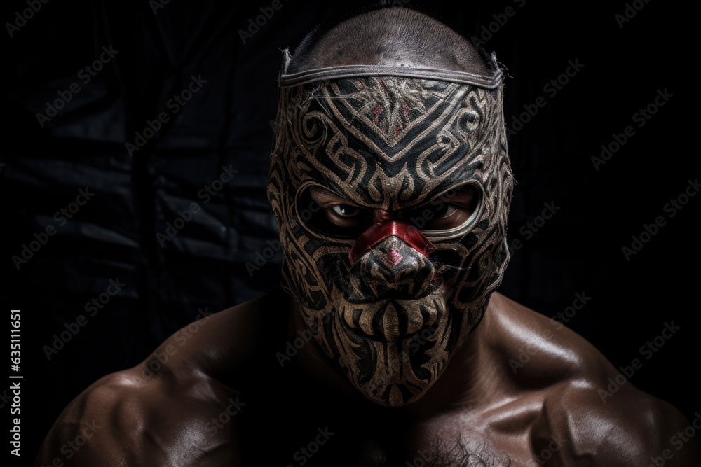 An angry figure wearing a mask of flesh stares out, their expression an ...