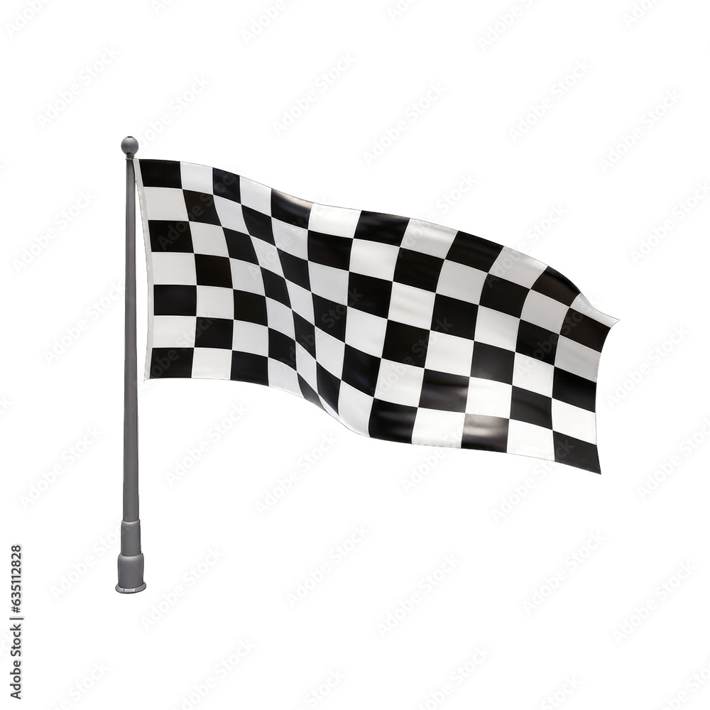 Racing flag isolated on transparent background. Black white race ...