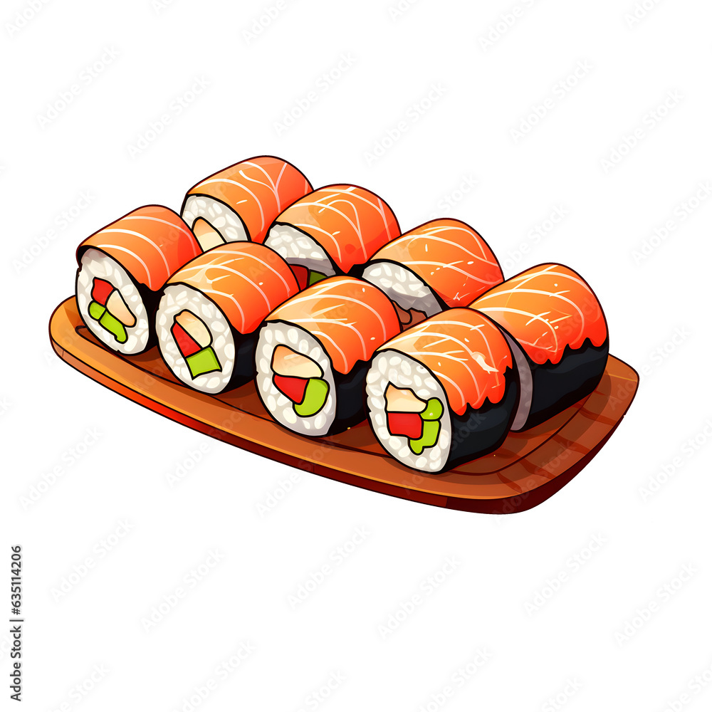 cartoon sushi clipart, transparent background Stock Illustration ...