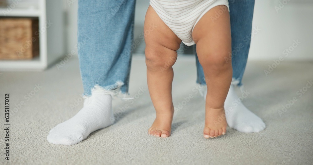 Legs, baby learning to walk with parents and growth, development and ...