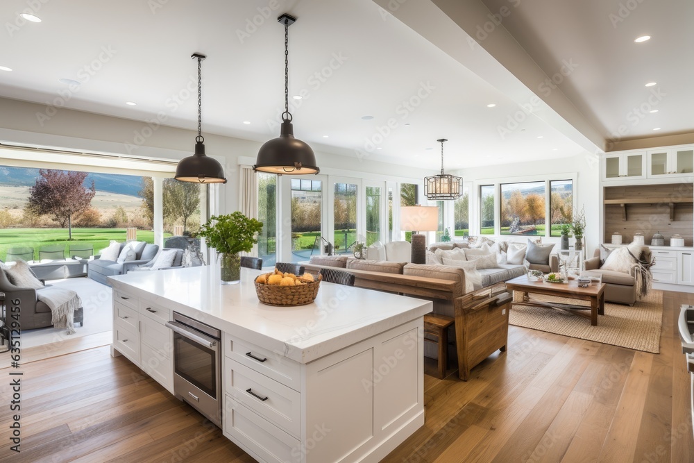 Luxurious open plan farmhouse style home with stunning kitchen and ...