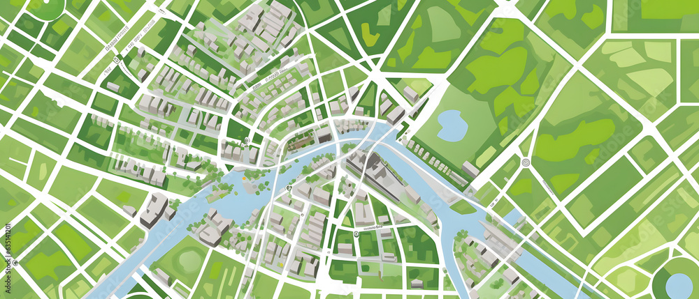 Colored city map with streets and park Illustrations Stock Illustration ...