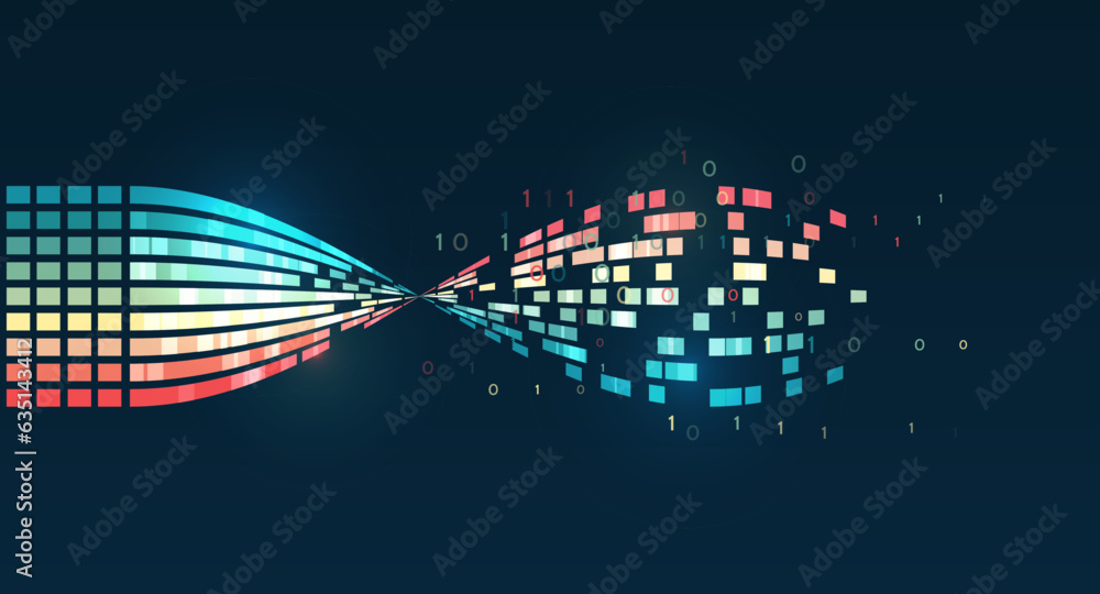 Structuring the flow of information. Data analytics concept. Sorting a large amount of data on a ...
