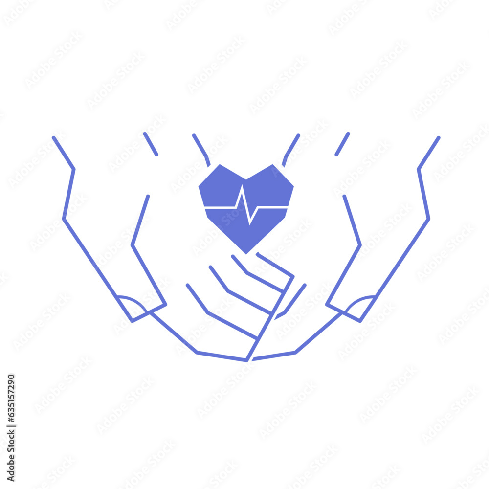 Heart rhythm icon on white flat isolated background. Vector heart beat ...