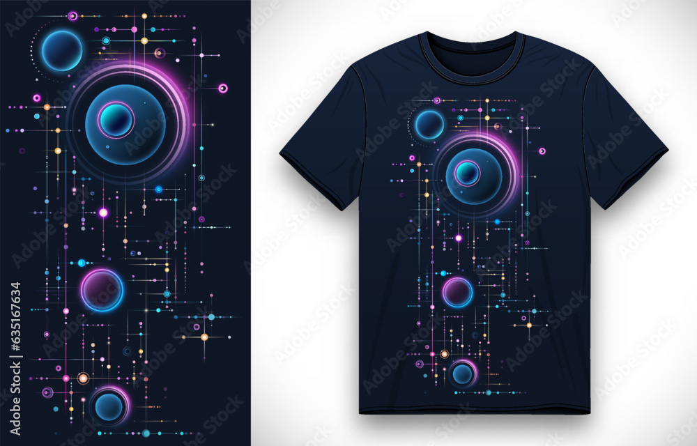 Fabric textile design with abstract minimalistic geometric cyberspace ...