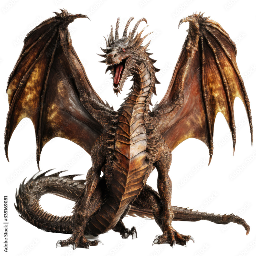 a dragon, front view in a Medieval-themed, photorealistic illustration ...