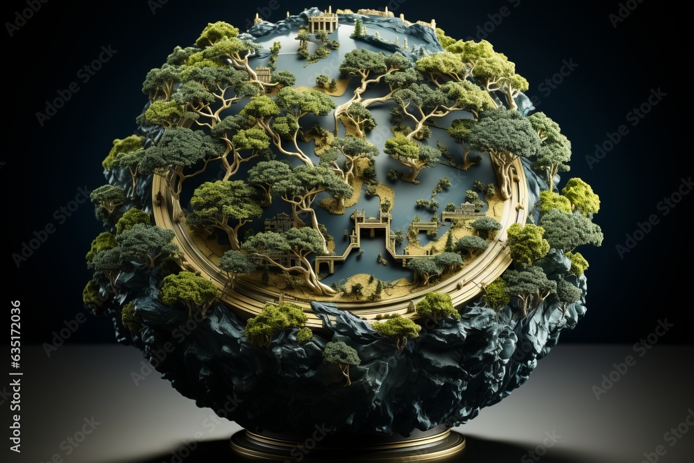 Global Ecology Globe Round Concept Visualization: Earth's Planet and ...