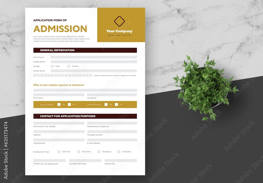 Purple Gold Admission Form Stock Template | Adobe Stock