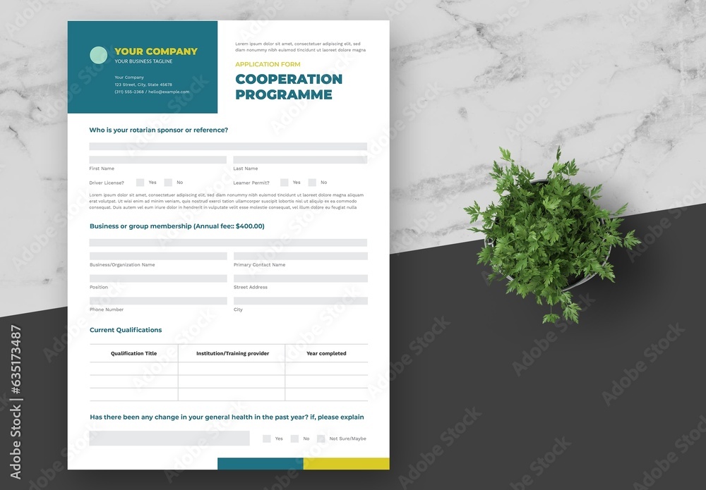 Green Yellow Event Registration Form Stock Template | Adobe Stock