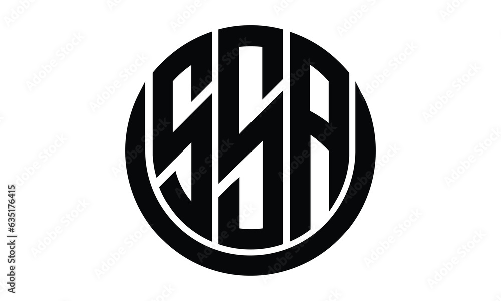 SSA shield in circle logo design vector template. lettermrk, wordmark ...