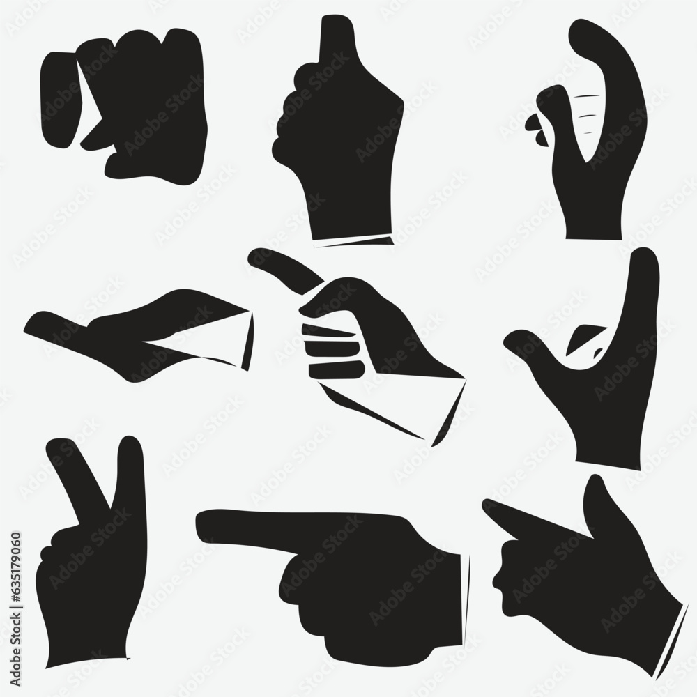 Hand gestures line icons. Handshake, Clapping hands, Victory. Horns ...