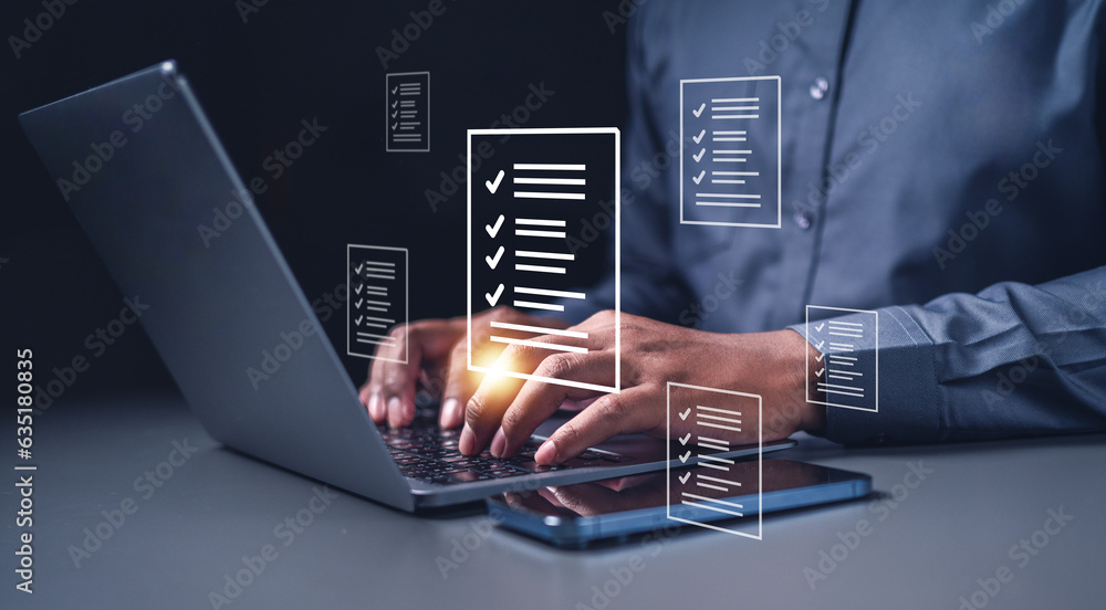 technology, checklist, contract, working, business, management ...