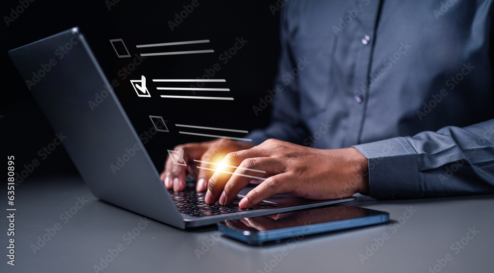 technology, checklist, contract, working, business, management ...