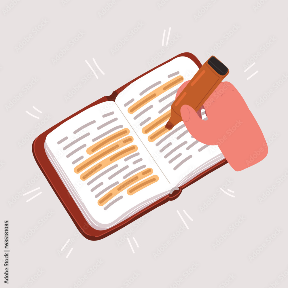 Vector illustration of Education and studying, teenage student using ...