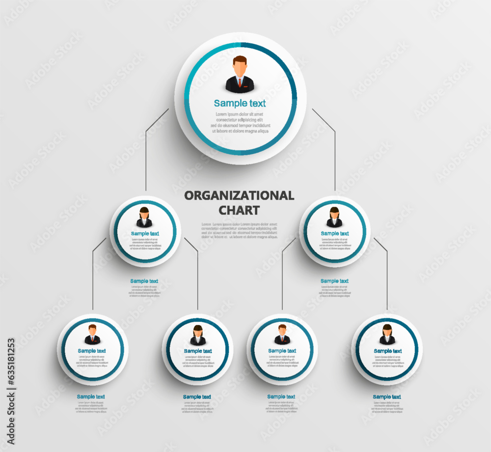 Corporate organizational chart with business avatar icons. Business ...