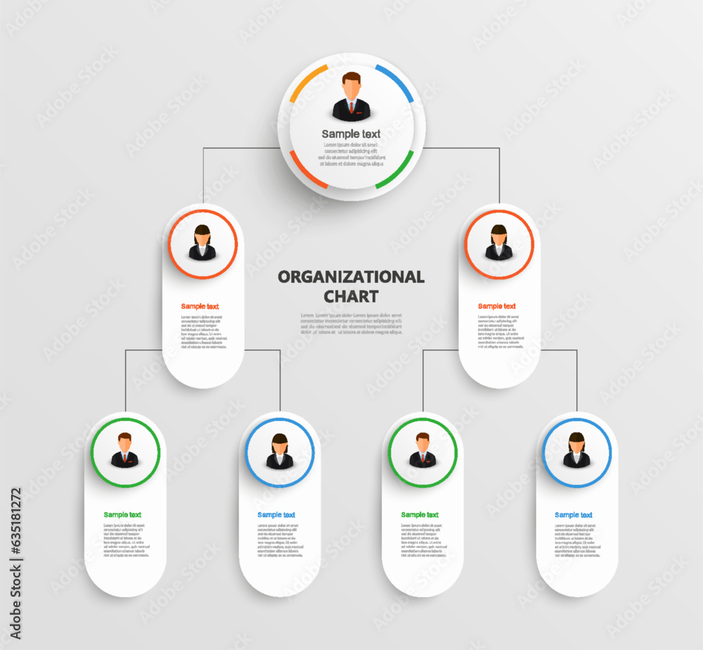 Corporate organizational chart with business avatar icons. Business ...