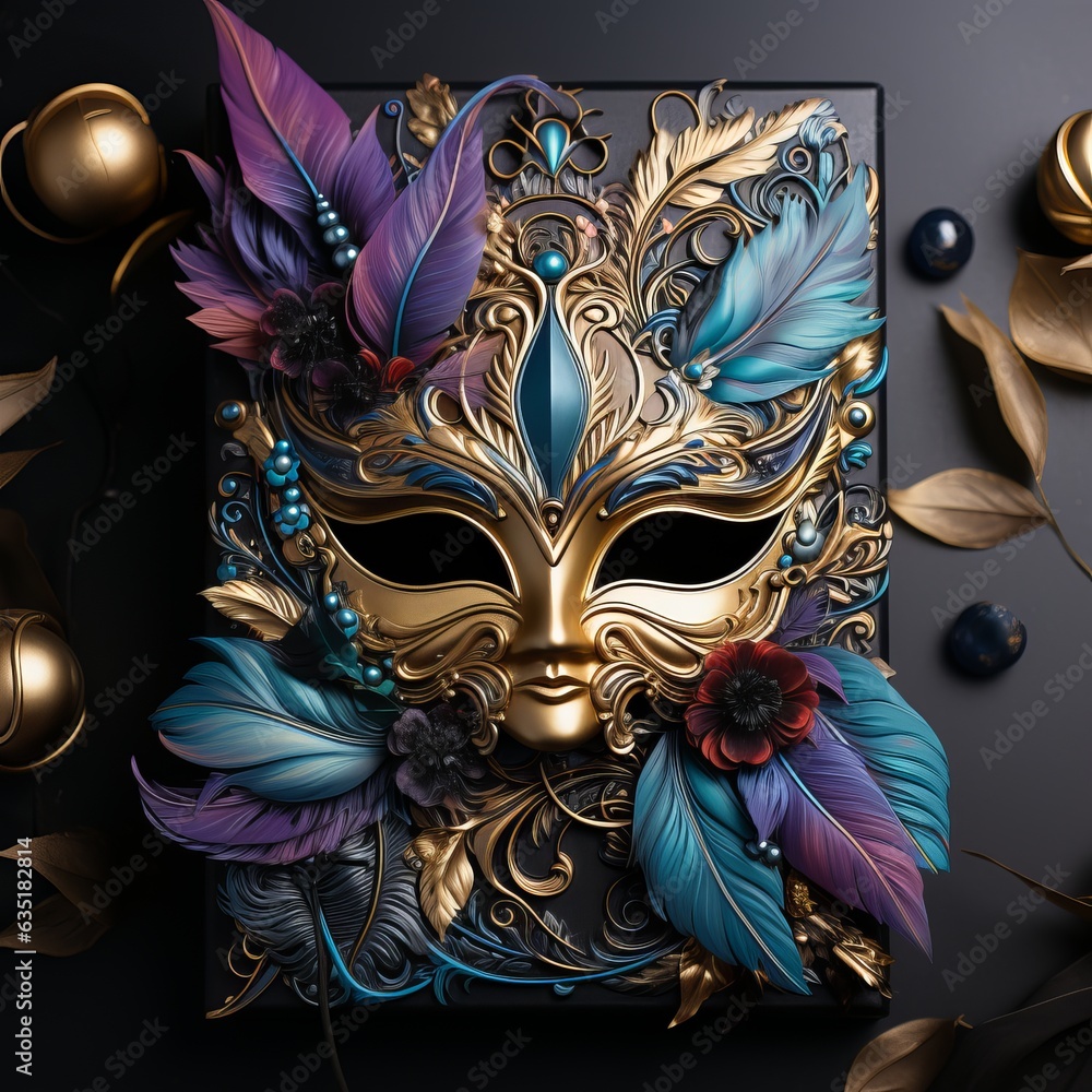 Gothic carnival mask with bright elements. Decor to hide the face, the ...