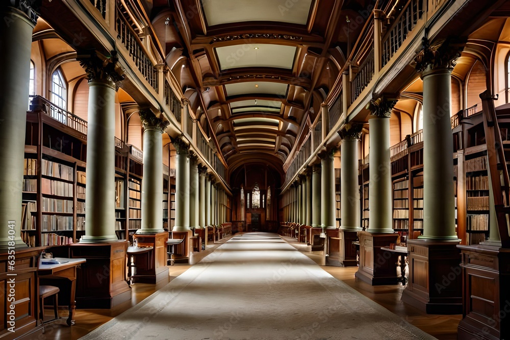 Stepping into a futuristic library, holographic displays flicker around ...